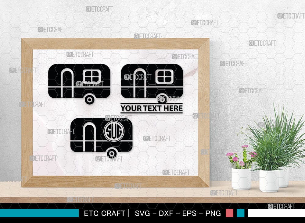 Camper Van Monogram, Camper Van Silhouette, Camper Van SVG, Travel Van ...