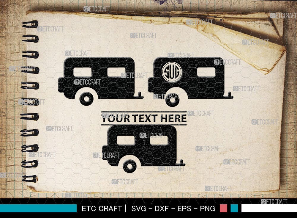 Camper Van Monogram, Camper Van Silhouette, Camper Van SVG, Travel Van ...