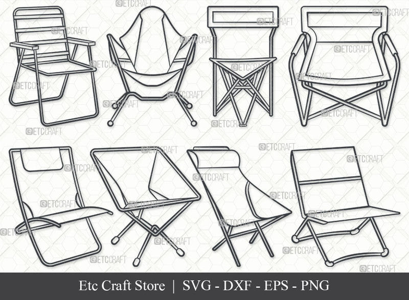 Camping Chair SVG, Chair Outline, Chair Svg, Beach Chair Svg, Camping ...