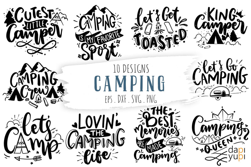 Camping Lettering Quotes Bundle - So Fontsy
