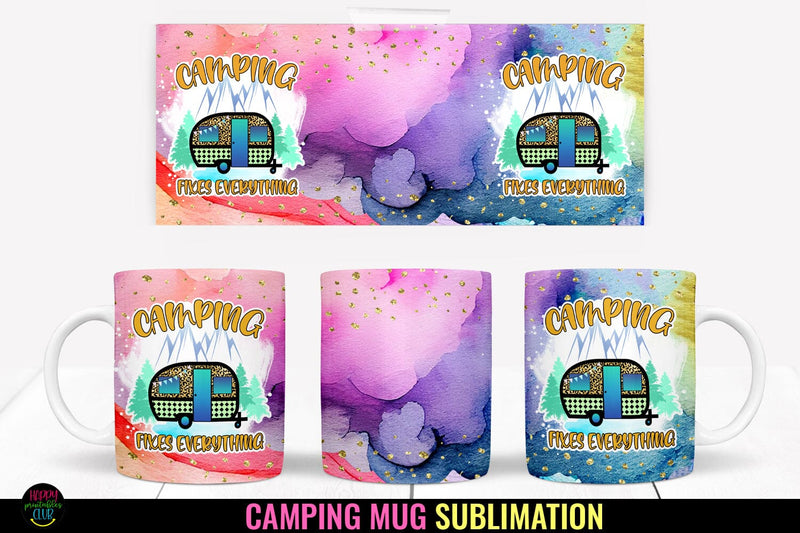 Camping Mugs Sublimation Bundle I Outdoor Mugs PNG Bundle - So Fontsy