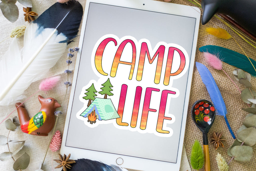Camping Stickers Bundle I Printable Camping Theme Stickers - So Fontsy