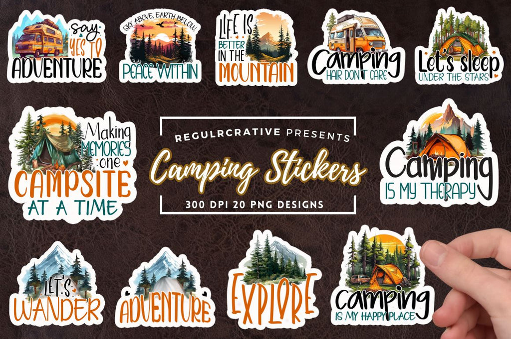 Camping Stickers Bundle - So Fontsy