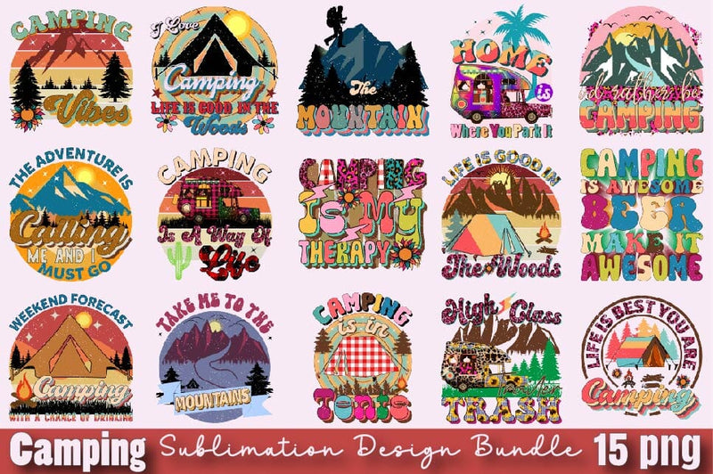 Camping Sublimation Design Bundle - So Fontsy