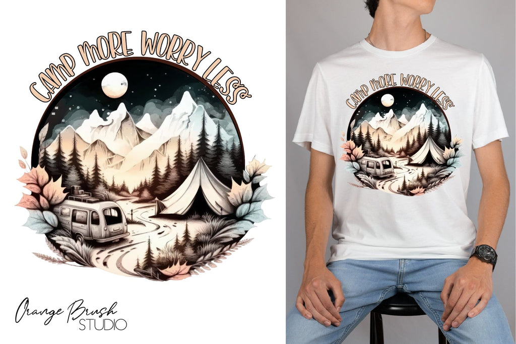 Camping Sublimation Design | Happy Camper Png Shirt Design - So Fontsy