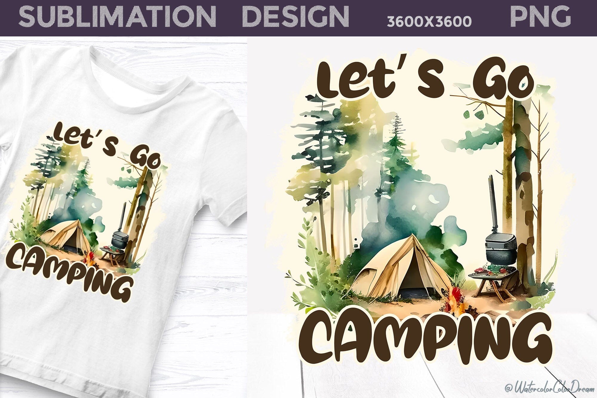 Camping Sublimation Design PNG I Lets Go Camping PNG - So Fontsy