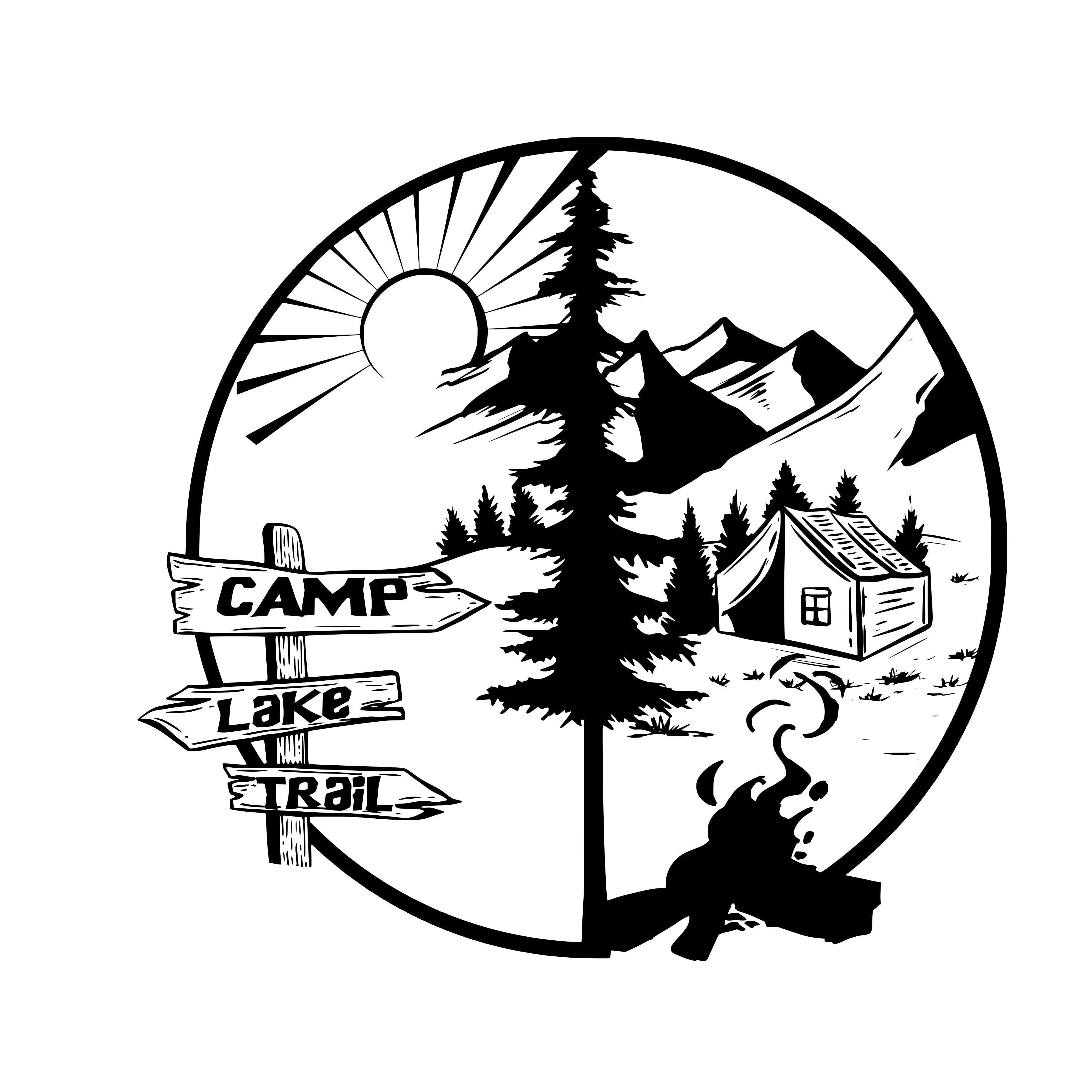 Black And White Summer Camp Clipart