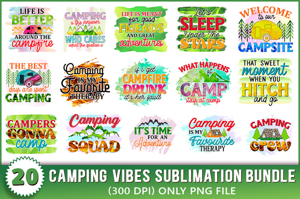 Camping Vibes Sublimation Bundle, Camping Bundle - So Fontsy