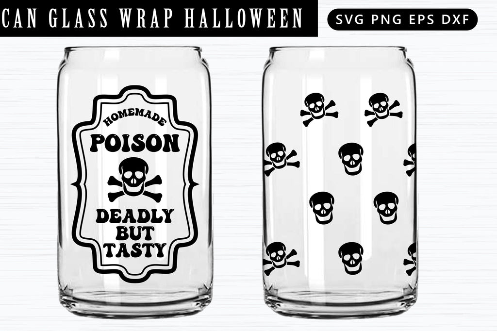 Can Glass Wrap Bundle, Halloween Bottle Labels, Can glass svg, can ...
