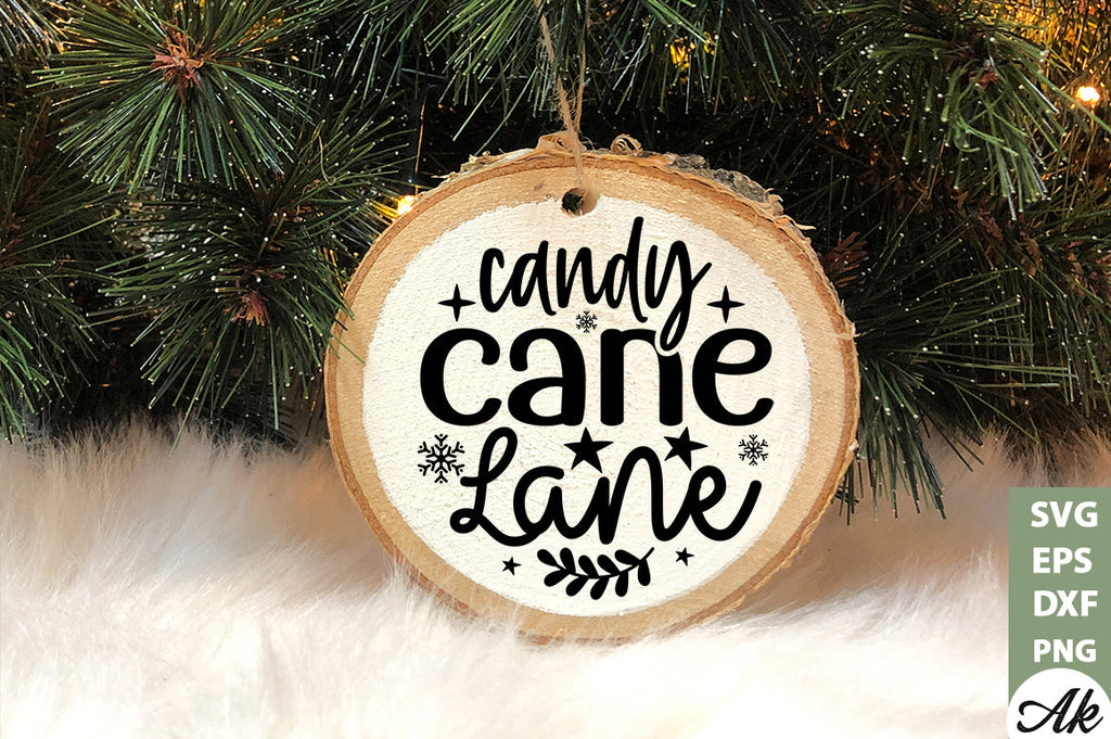 Candy cane lane Round Sign - So Fontsy