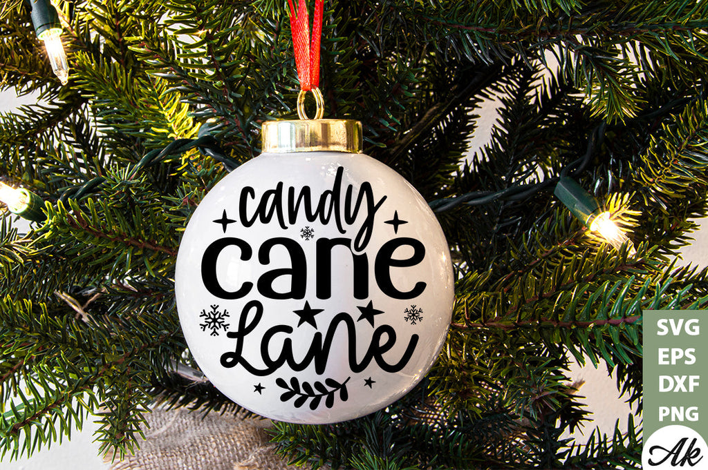 Candy cane lane Round Sign - So Fontsy