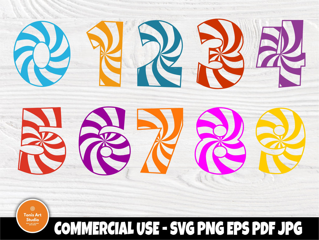 Candy number SVG | Numbers cut files | Christmas candy | Candy svg ...