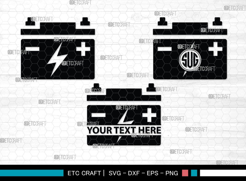 Car Battery Monogram, Car Battery Silhouette, Car Battery SVG, Battery ...