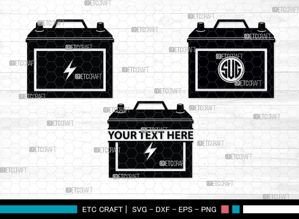 Car Battery Monogram, Car Battery Silhouette, Car Battery SVG, Battery ...