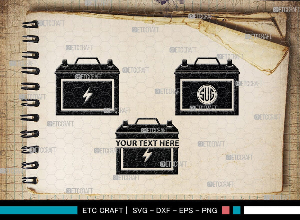 Car Battery Monogram, Car Battery Silhouette, Car Battery SVG, Battery ...