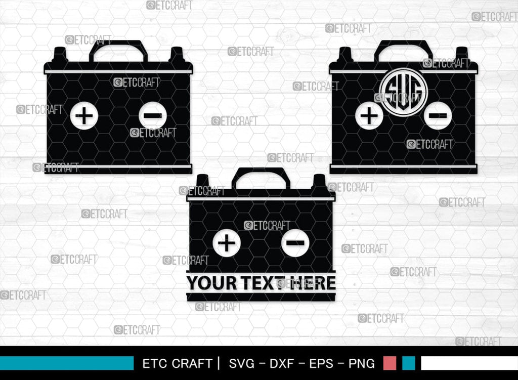 Car Battery Monogram, Car Battery Silhouette, Car Battery SVG, Battery ...