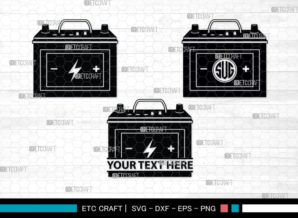 Car Battery Monogram, Car Battery Silhouette, Car Battery SVG, Battery ...