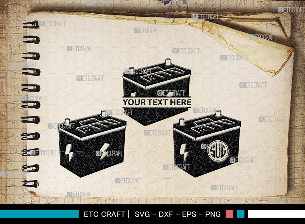 Car Battery Monogram, Car Battery Silhouette, Car Battery SVG, Battery ...