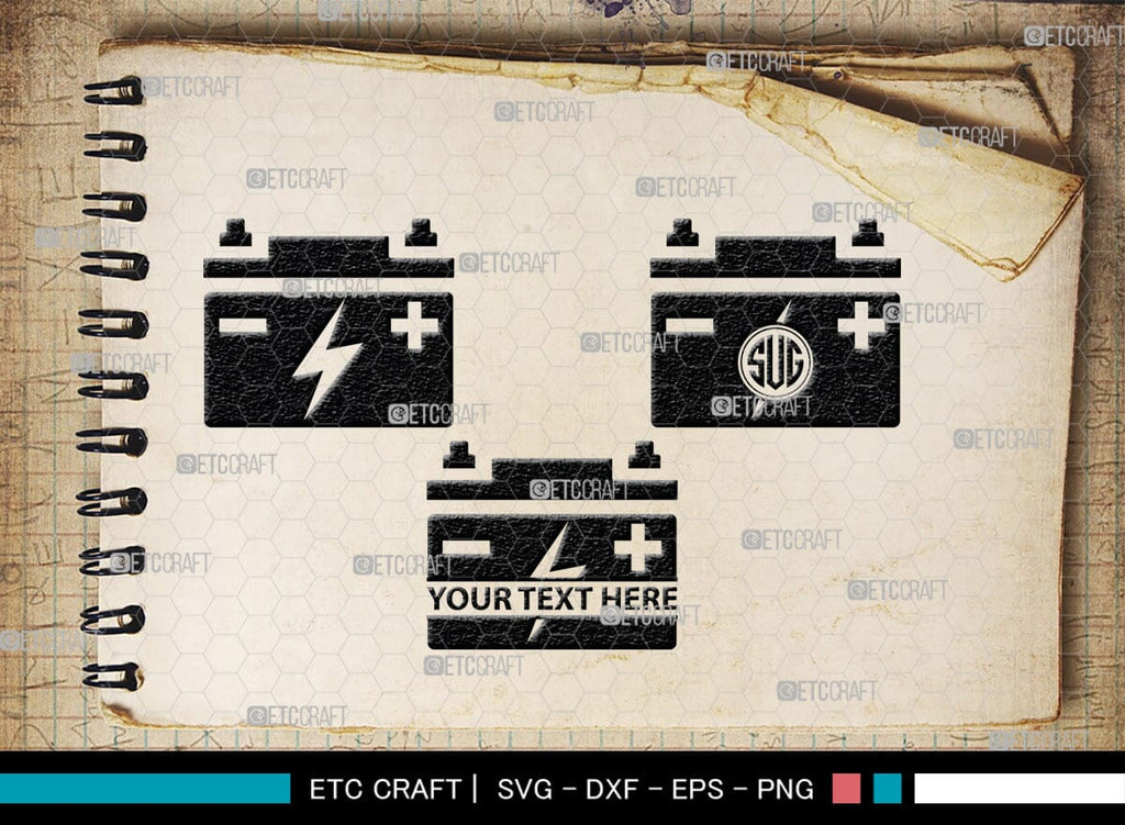 Car Battery Monogram, Car Battery Silhouette, Car Battery SVG, Battery ...