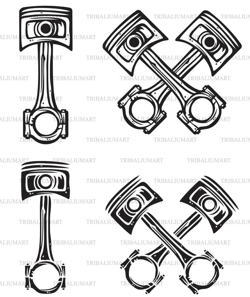 Car Engine Pistons. Cut files for Cricut. Clip Art (eps, svg, pdf, png ...