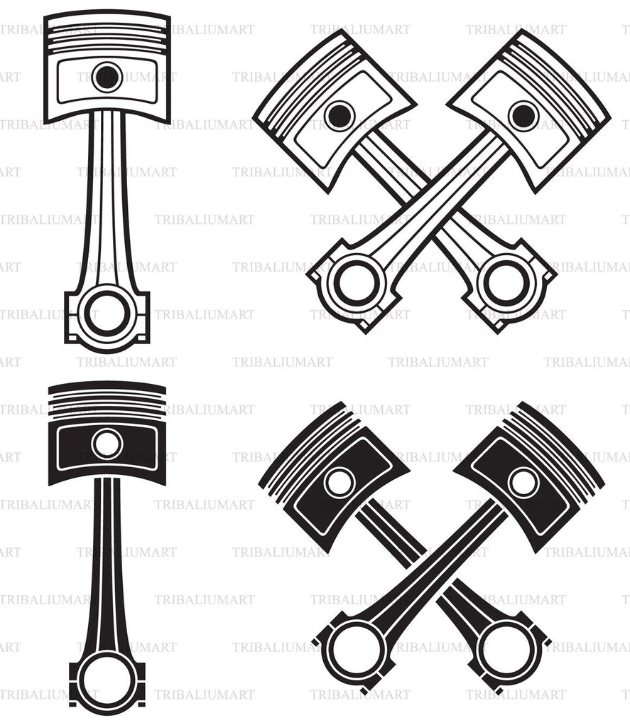 Car Engine Pistons. Cut files for Cricut. Clip Art (eps, svg, pdf, png ...