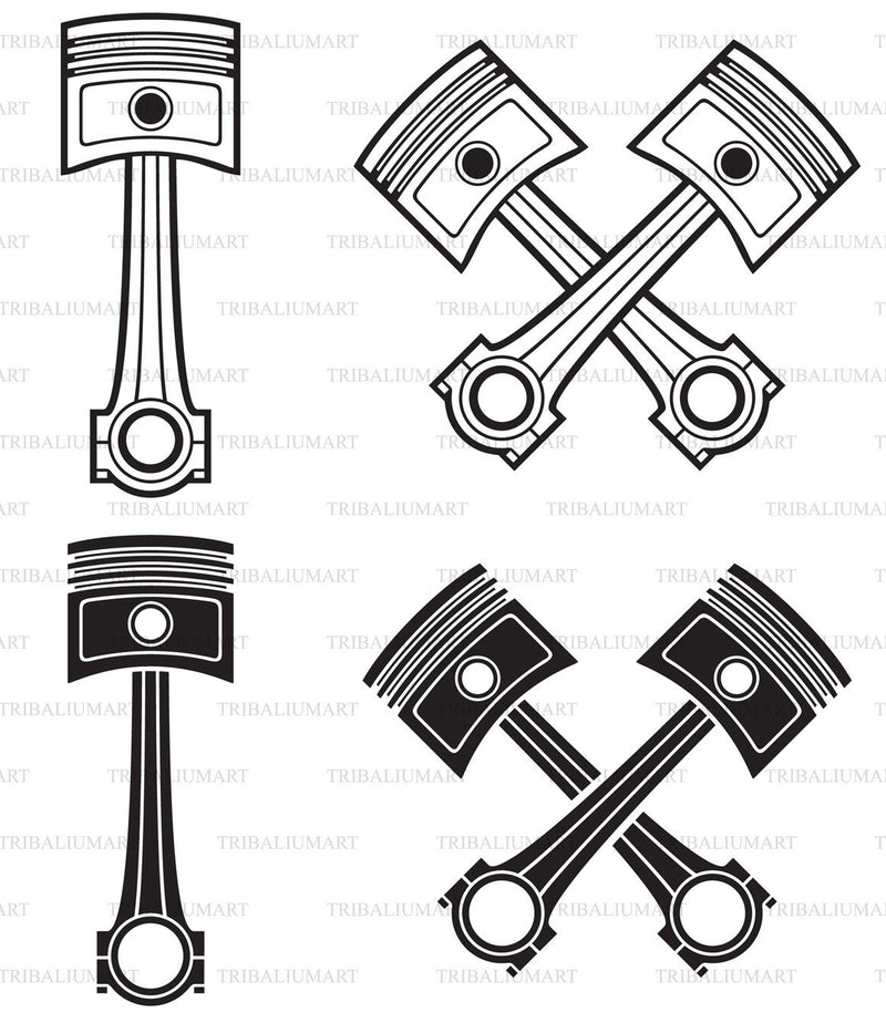 Car Engine Pistons. Cut files for Cricut. Clip Art (eps, svg, pdf, png ...