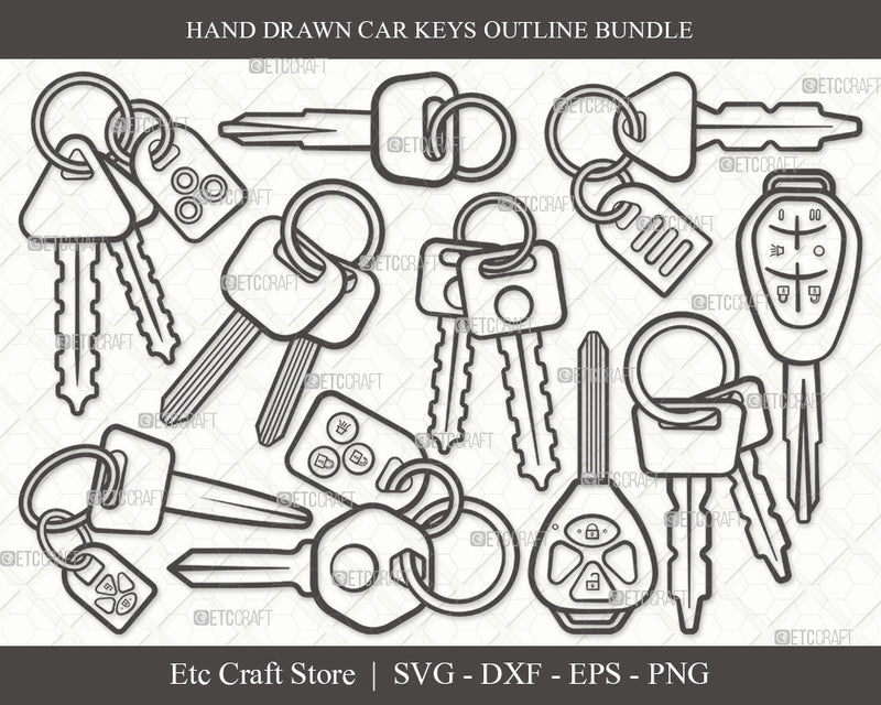 Car Keys Outline SVG Cut File | Key Decals Svg | Key Printable Svg ...