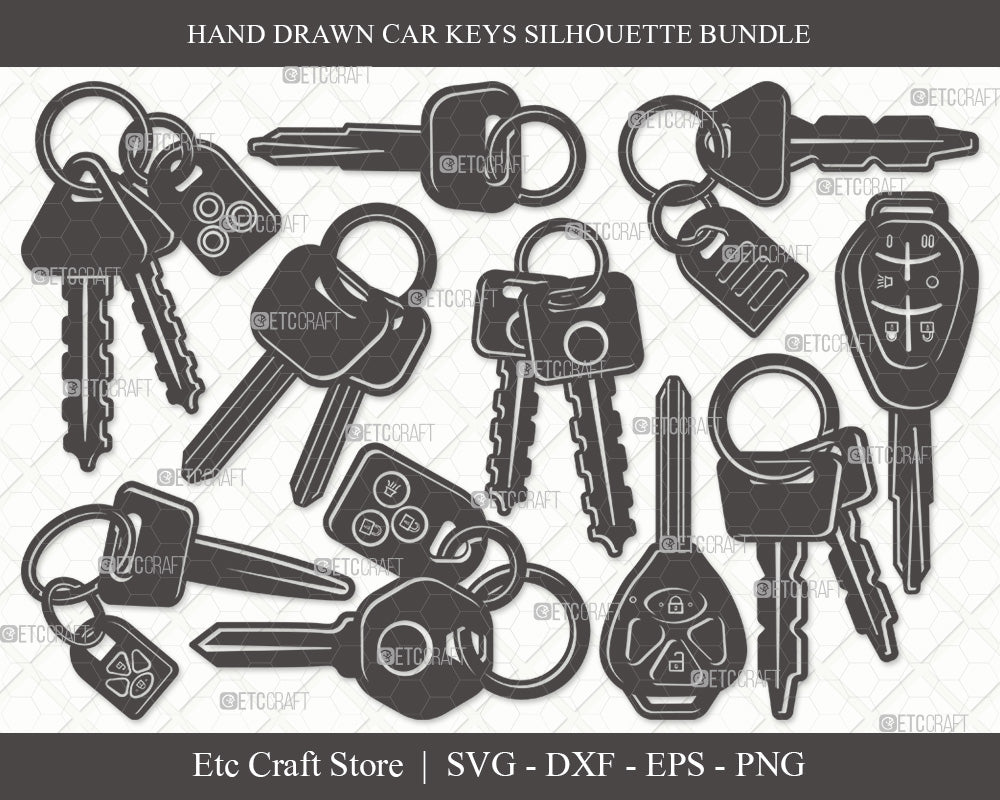 Car Keys Silhouette SVG Cut File | Key Decals Svg | Key Printable Svg ...