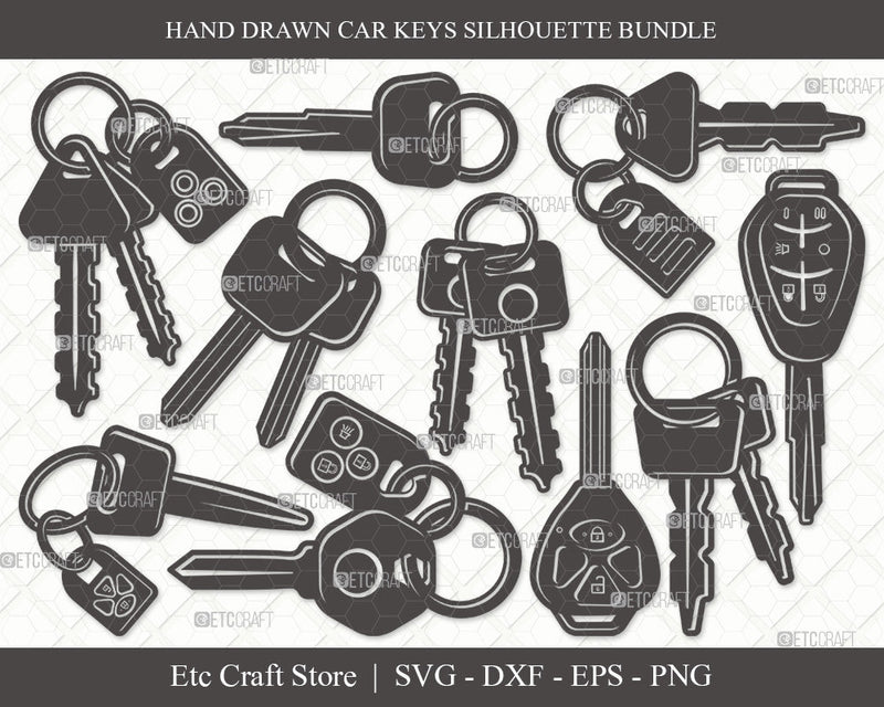 Car Keys Silhouette SVG Cut File | Key Decals Svg | Key Printable Svg ...