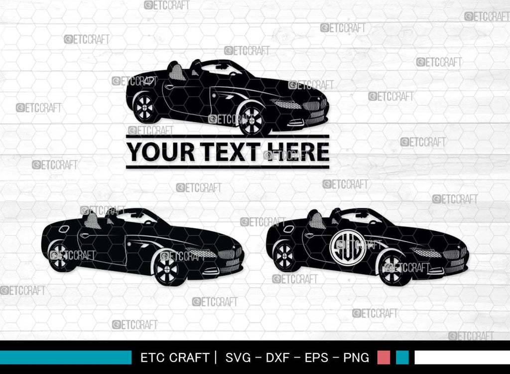 Car SVG, Car Monogram, Sports Car Silhouette, Vehicle Car Svg - So Fontsy