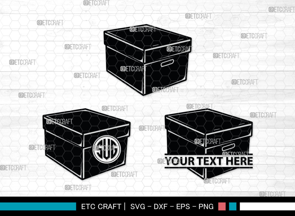 Cardboard Box Monogram, Cardboard Box Silhouette, Cardboard Box SVG ...