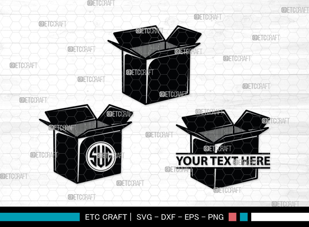 Cardboard Box Monogram, Cardboard Box Silhouette, Cardboard Box SVG ...