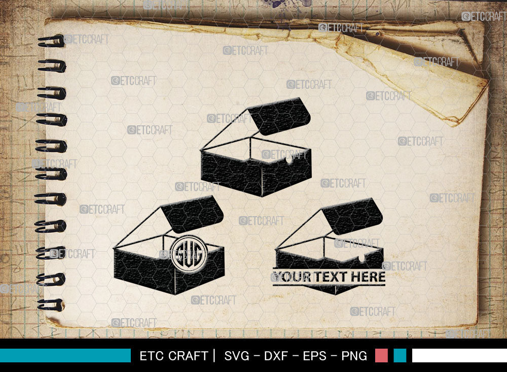 Cardboard Box Monogram, Cardboard Box Silhouette, Cardboard Box SVG ...