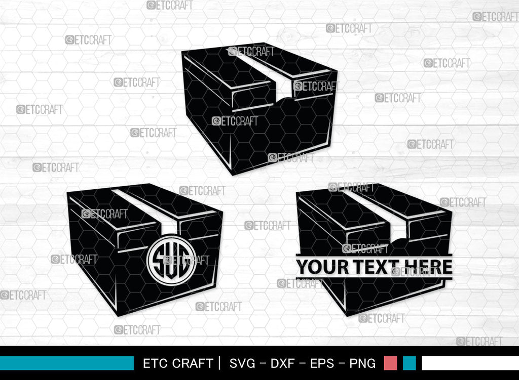 Cardboard Box Monogram, Cardboard Box Silhouette, Cardboard Box SVG, P ...