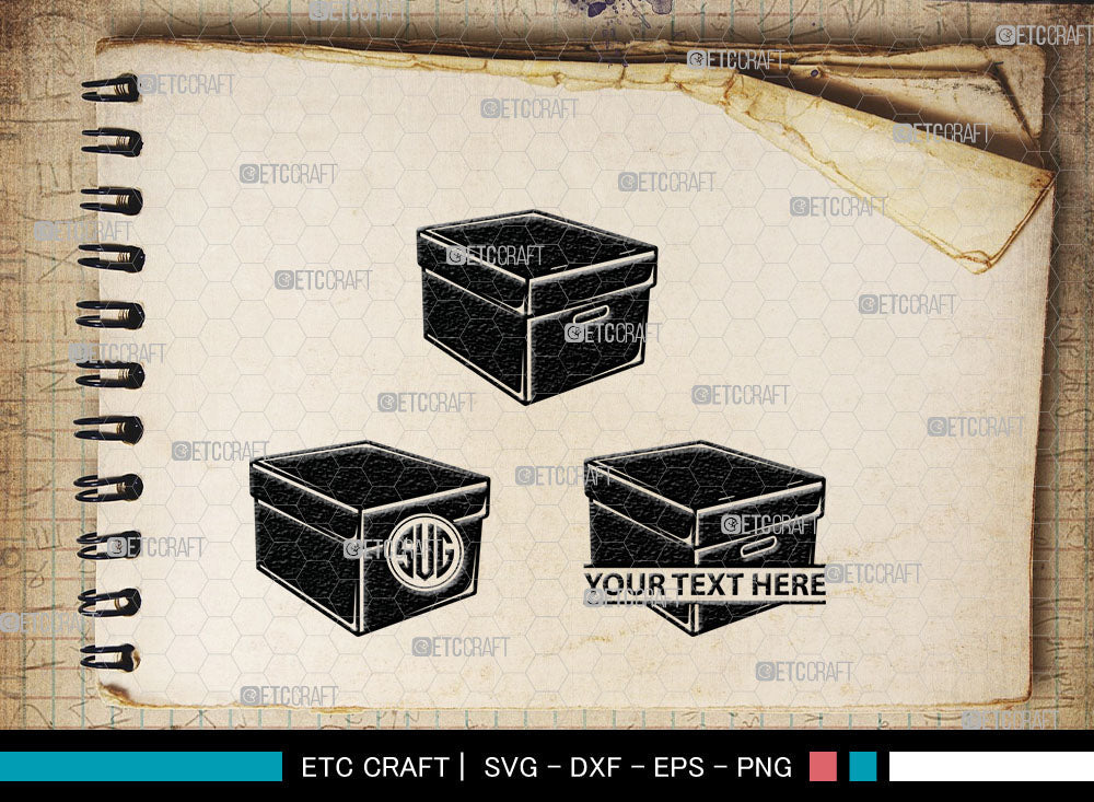 Cardboard Box Monogram, Cardboard Box Silhouette, Cardboard Box SVG ...