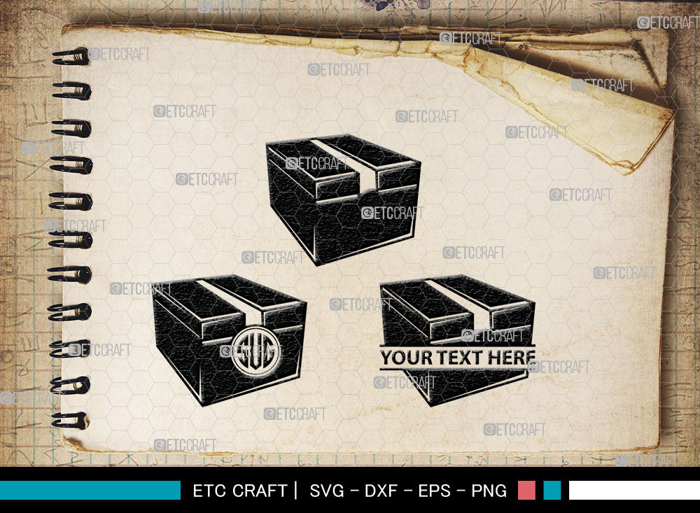 Cardboard Box Monogram, Cardboard Box Silhouette, Cardboard Box SVG, P ...