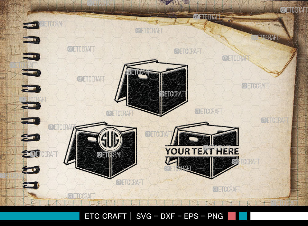 Cardboard Box Monogram, Cardboard Box Silhouette, Cardboard Box SVG ...