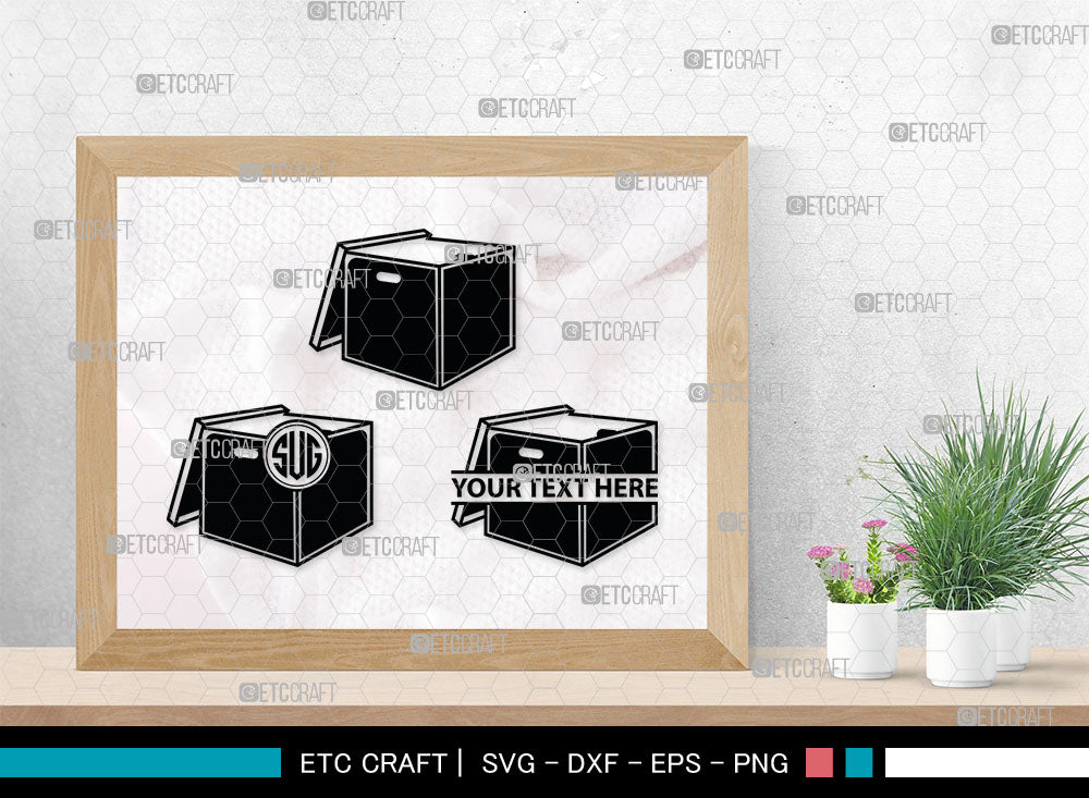 Cardboard Box Monogram, Cardboard Box Silhouette, Cardboard Box SVG ...