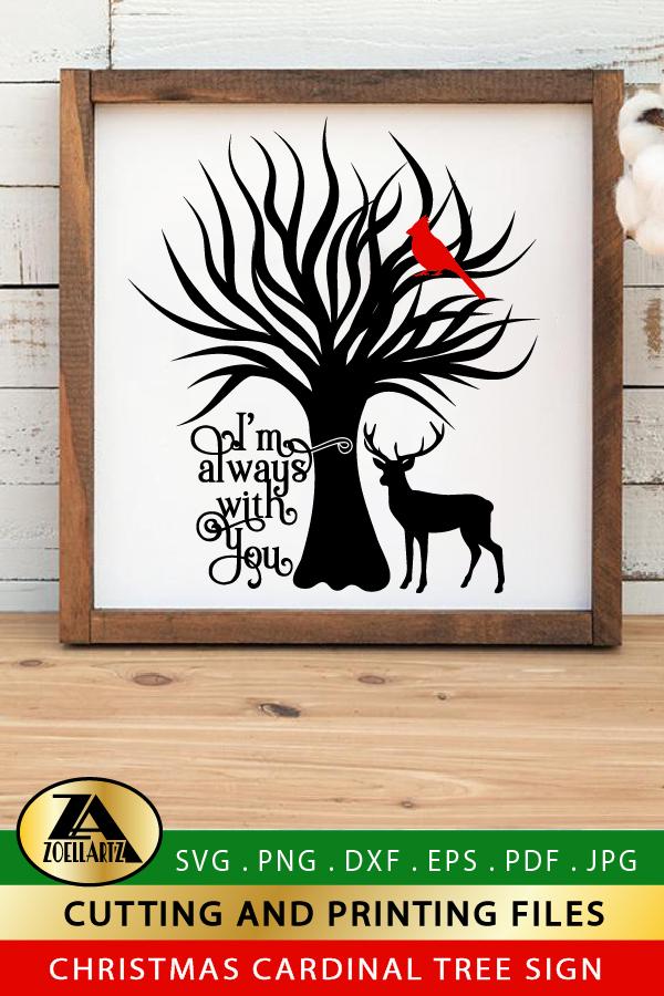 Cardinal Tree SVG Christmas Ornament SVG Christmas Sign SVG - So Fontsy