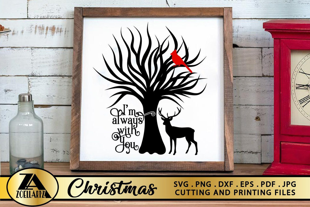 Cardinal Tree SVG Christmas Ornament SVG Christmas Sign SVG - So Fontsy