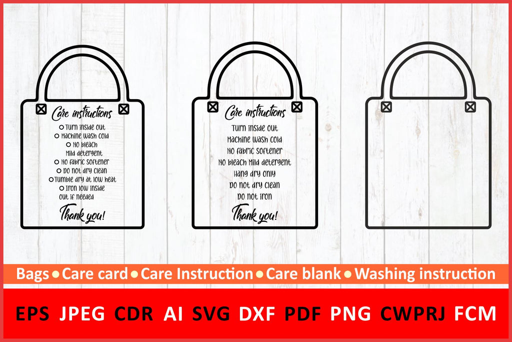 Care instruction svg Care Card Washing instruction Shopping Tote Bag ...