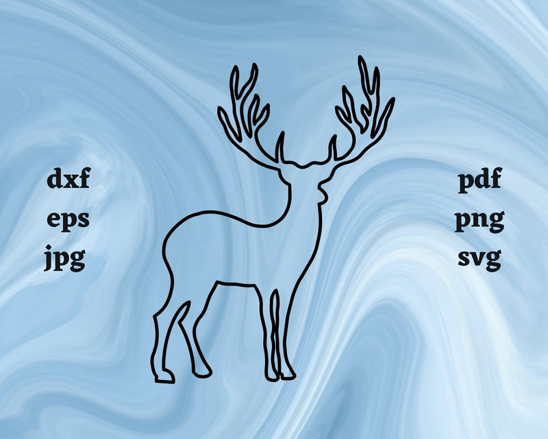 Caribou Outline SVG Cut File - So Fontsy