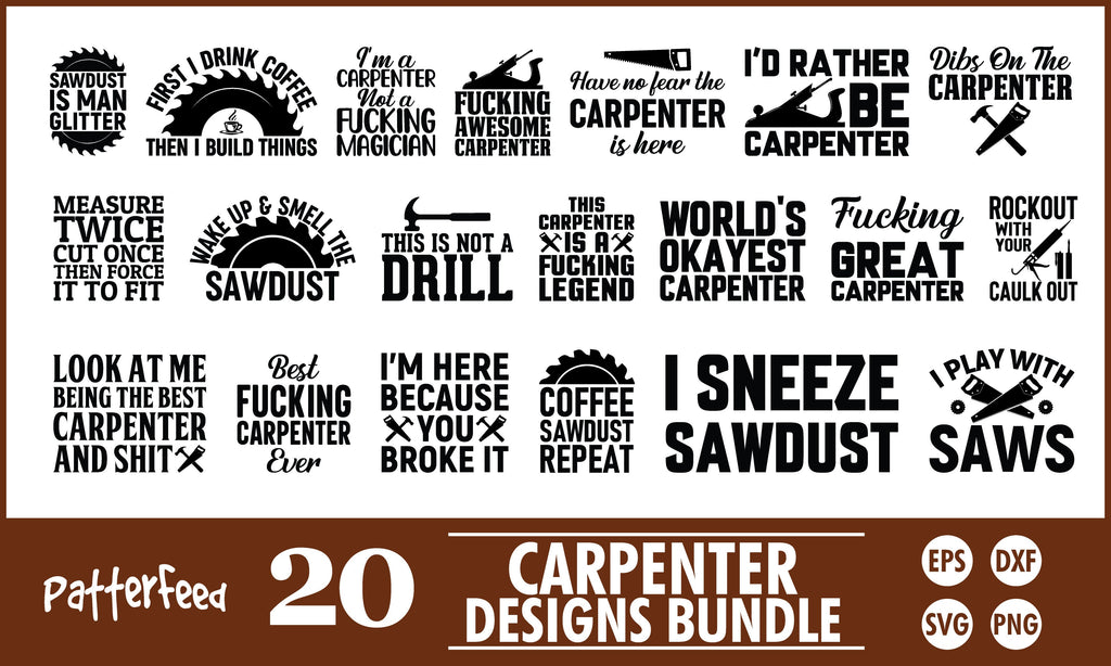 Carpenter SVG Designs Bundle - So Fontsy