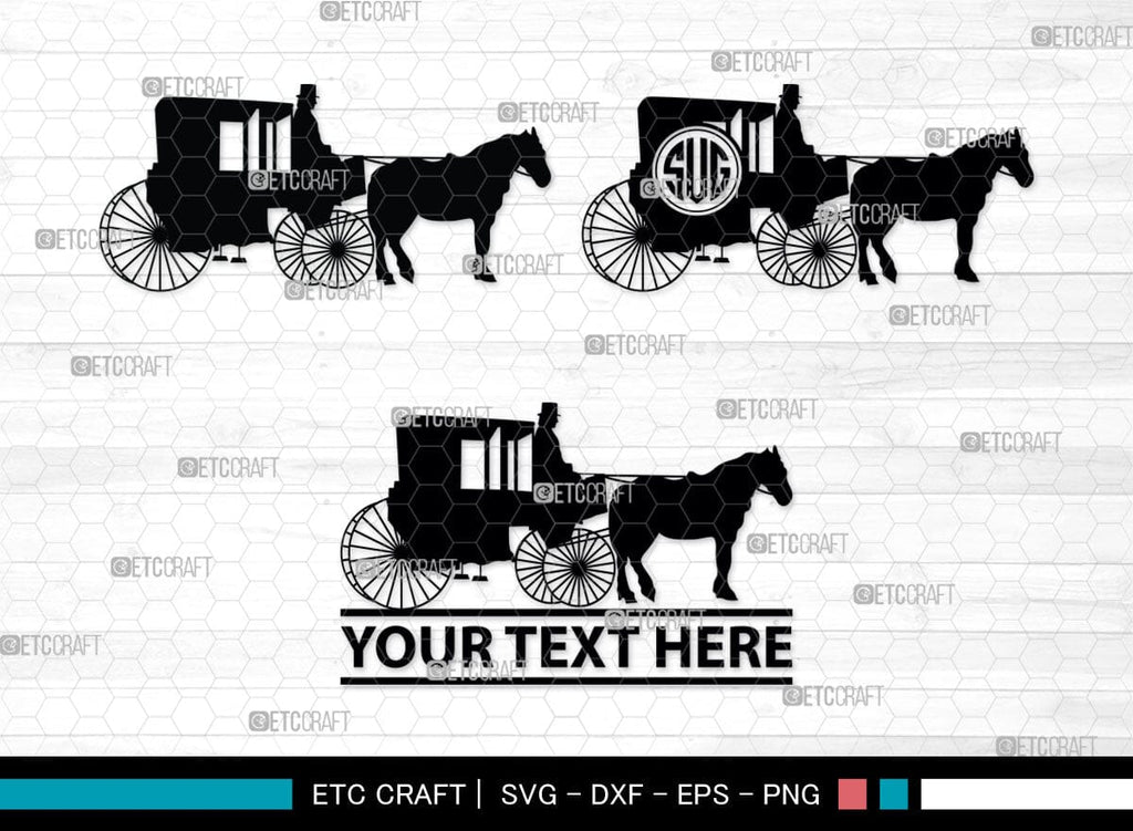 carriages Monogram, Carriages Silhouette, Horse Carriage Svg, Horse Svg ...
