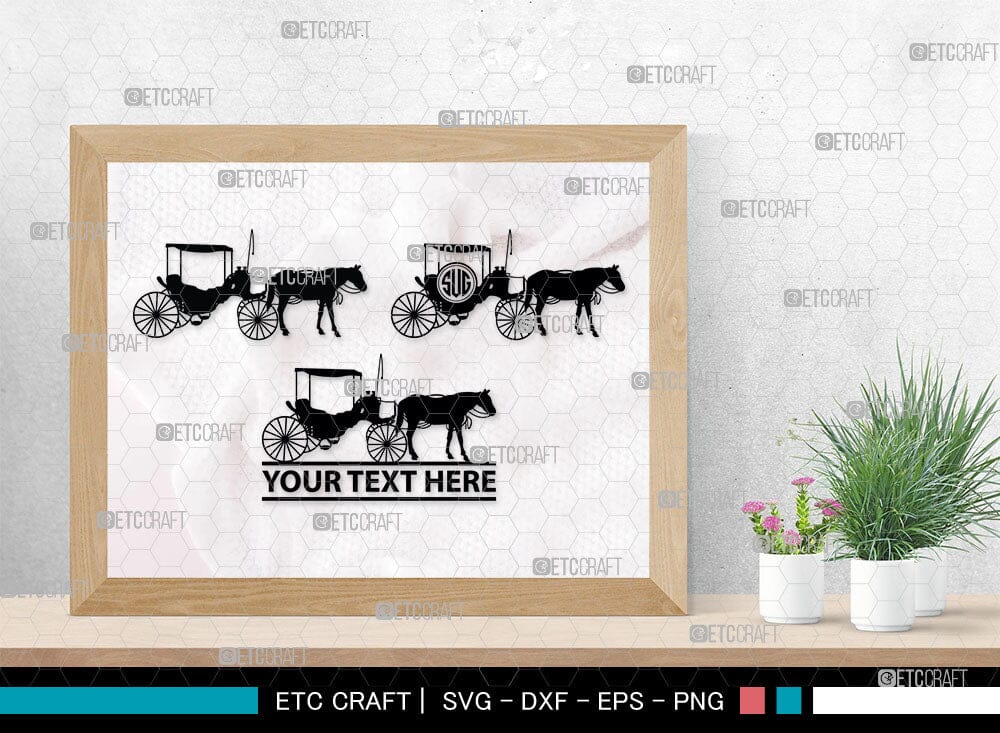 carriages Monogram, Carriages Silhouette, Horse Carriage Svg, Horse Sv ...