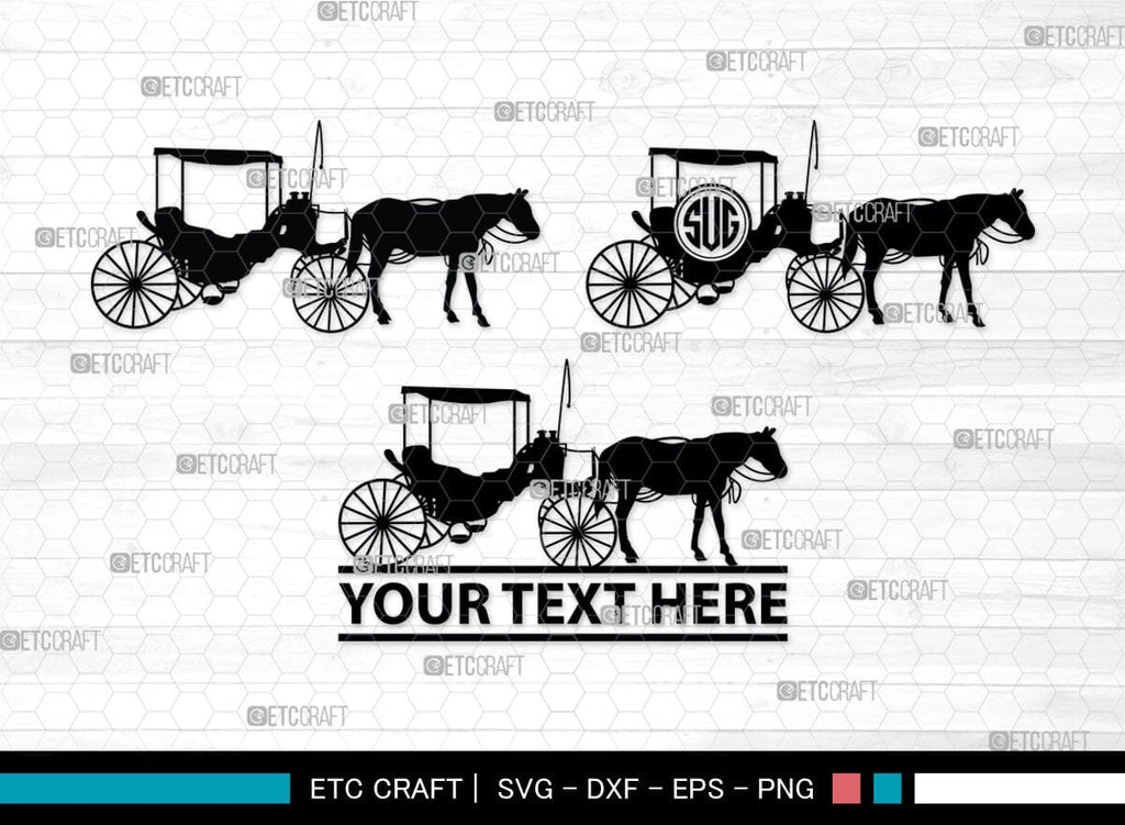carriages Monogram, Carriages Silhouette, Horse Carriage Svg, Horse Sv ...
