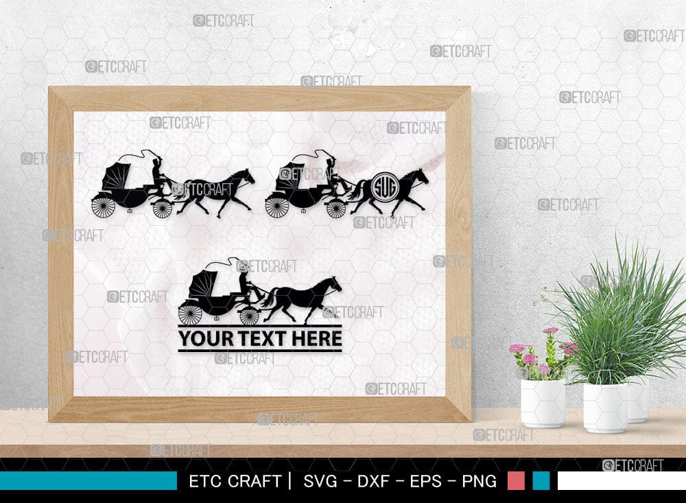 carriages Monogram, Carriages Silhouette, Horse Carriage Svg, Horse Svg ...