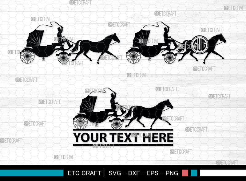 carriages Monogram, Carriages Silhouette, Horse Carriage Svg, Horse Svg ...