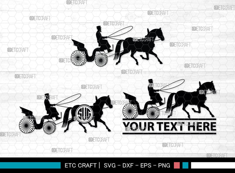 carriages Monogram, Carriages Silhouette, Horse Carriage Svg, Horse Svg ...