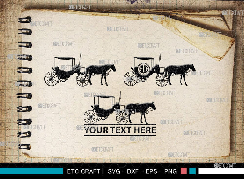 carriages Monogram, Carriages Silhouette, Horse Carriage Svg, Horse Sv ...
